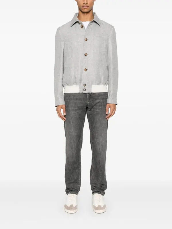 Brunello Cucinelli Mélange-effect Bomber Jacket - Grey