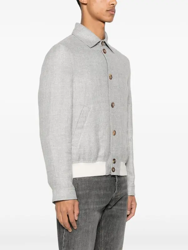 Brunello Cucinelli Mélange-effect Bomber Jacket - Grey