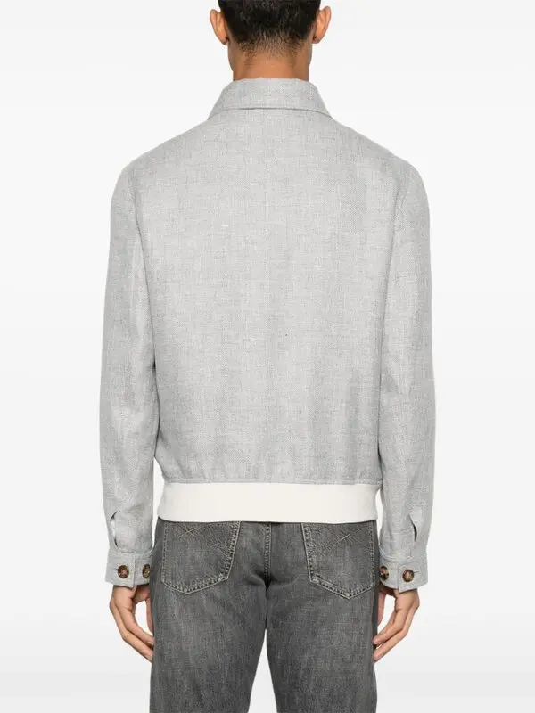Brunello Cucinelli Mélange-effect Bomber Jacket - Grey