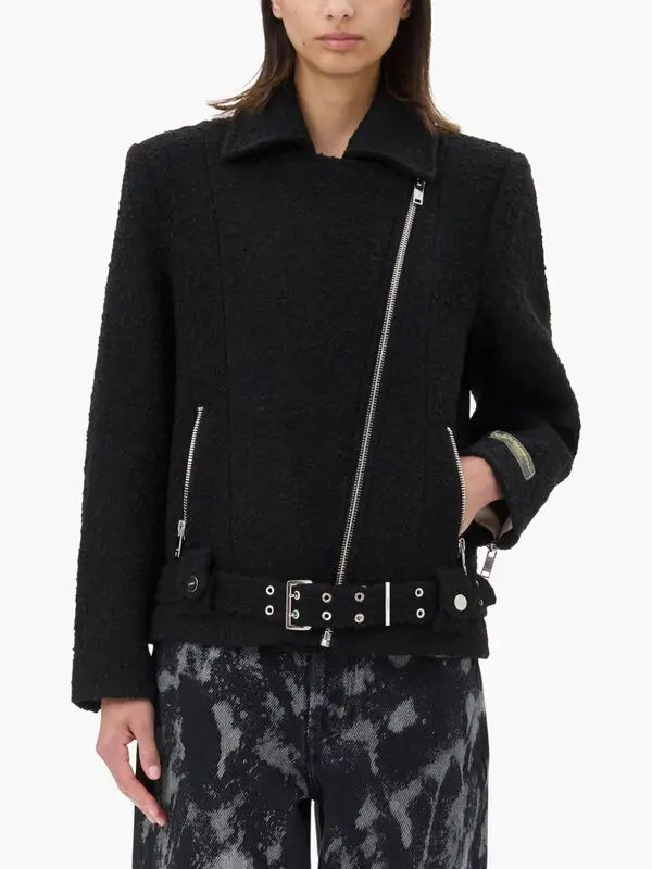 GANNI Boucle Wool Biker Jacket