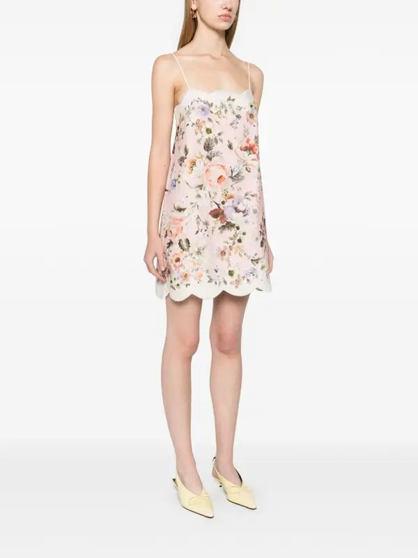 Zimmermann Acacia Printed Linen Mini Dress In Pink - 10% Off | Editorialist