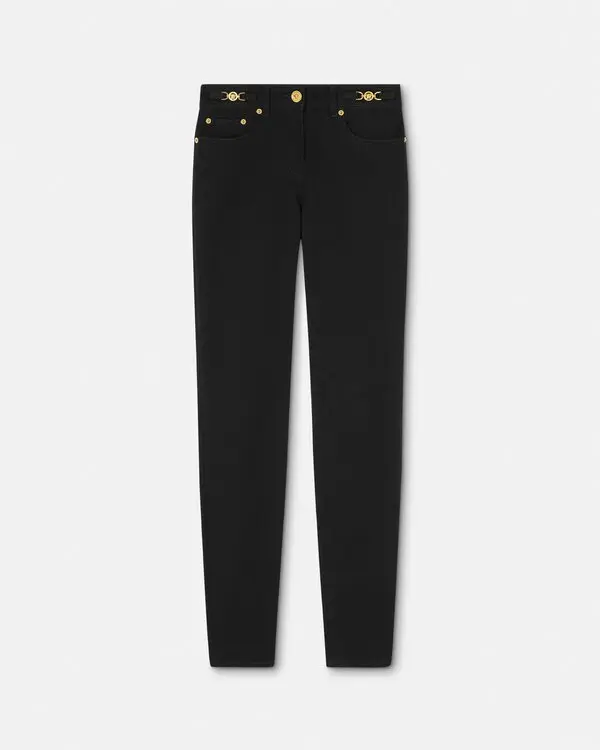 Versace Skinny Jeans With Medusa '95 Hardware - Black