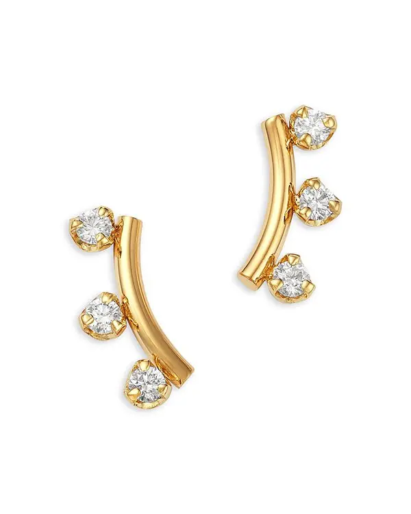 Zoe Chicco 14k Yellow Diamond Arc Stud Earrings - Gold