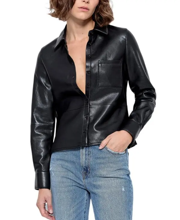 AS By DF La Nuit Recycled Leather Blouse