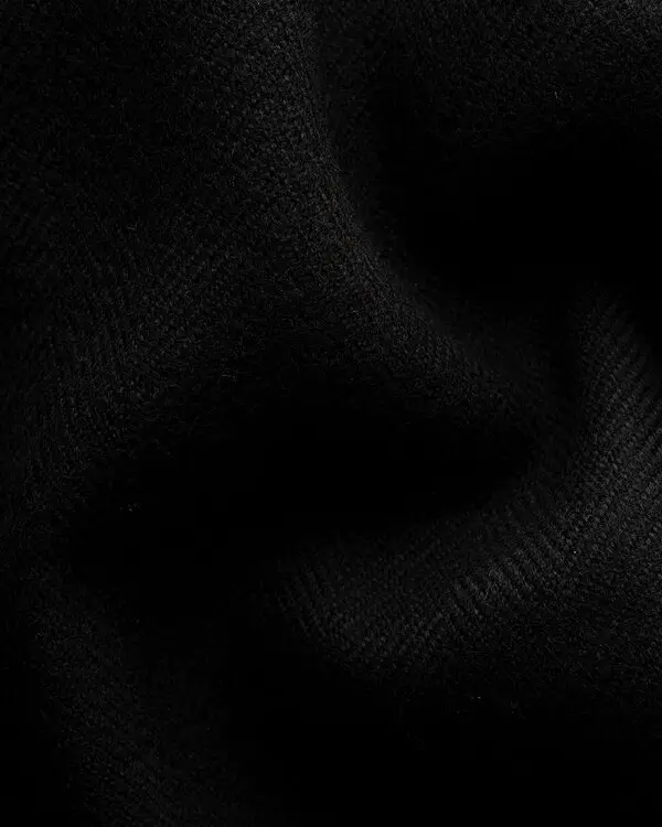 Eton Herringbone Merino Wool Scarf - Black