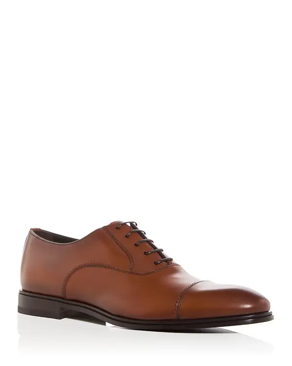 FERRAGAMO Boston Leather Cap Toe Oxfords - Naturale