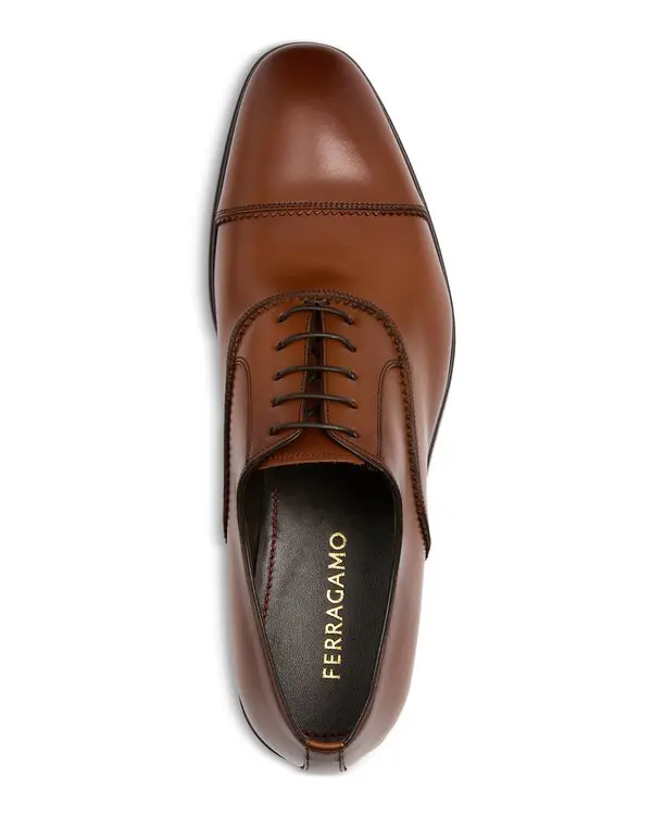 FERRAGAMO Boston Leather Cap Toe Oxfords - Naturale
