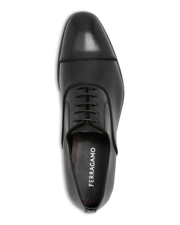 FERRAGAMO Boston Leather Cap Toe Oxfords - Nero