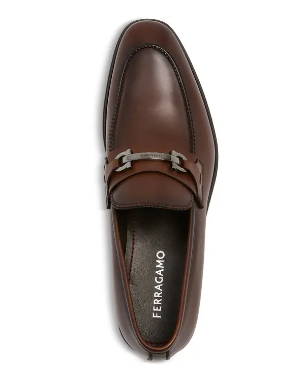 FERRAGAMO Bentley Gancini Leather Loafers - Midbrown