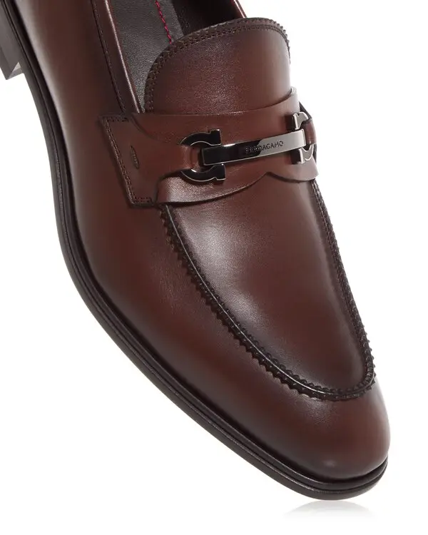 FERRAGAMO Bentley Gancini Leather Loafers - Midbrown