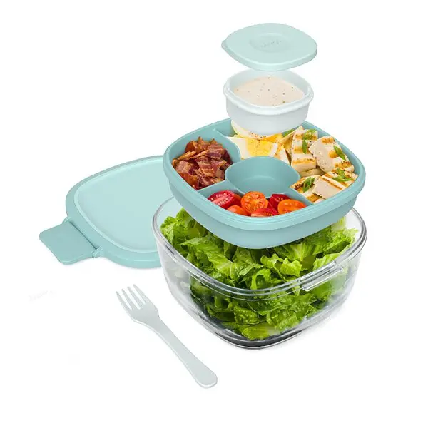 BENTGO Glass Leak Proof Salad Container - Aqua