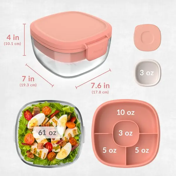 BENTGO Glass Leak Proof Salad Container