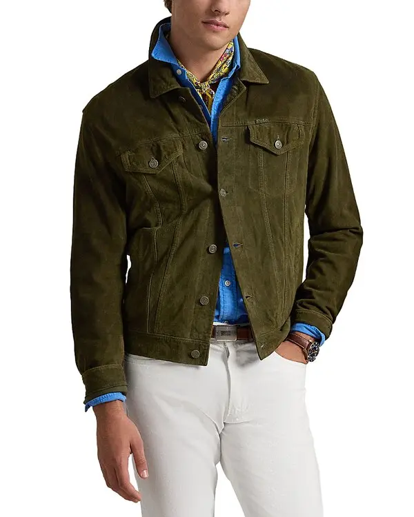 Polo Ralph Lauren Suede Trucker Jacket - Company Olive