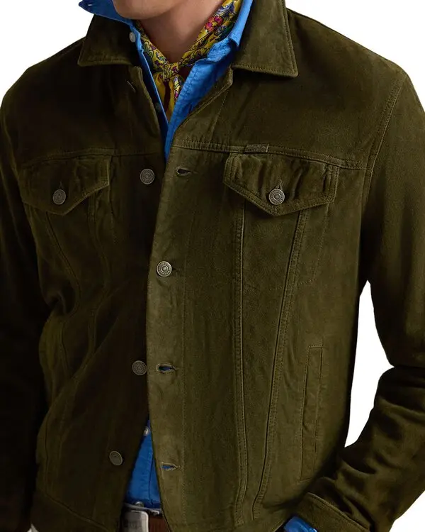 Polo Ralph Lauren Suede Trucker Jacket - Company Olive