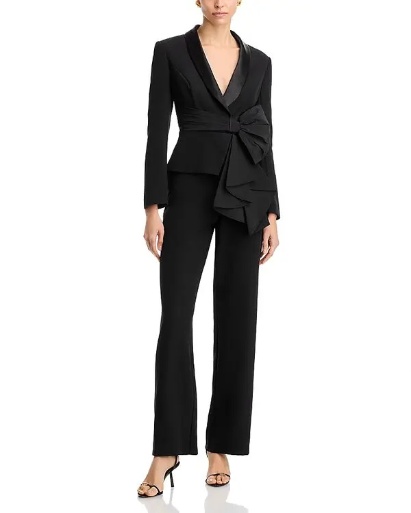 Aidan Mattox Bow Trim Jumpsuit - Black