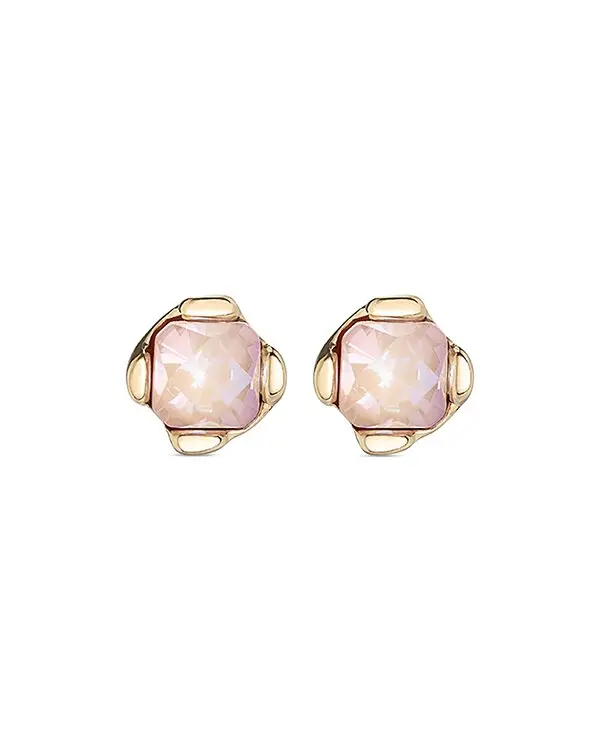 UNODE50 18k -plated Metal Alloy Earrings With Small Faceted Crystal - Gold