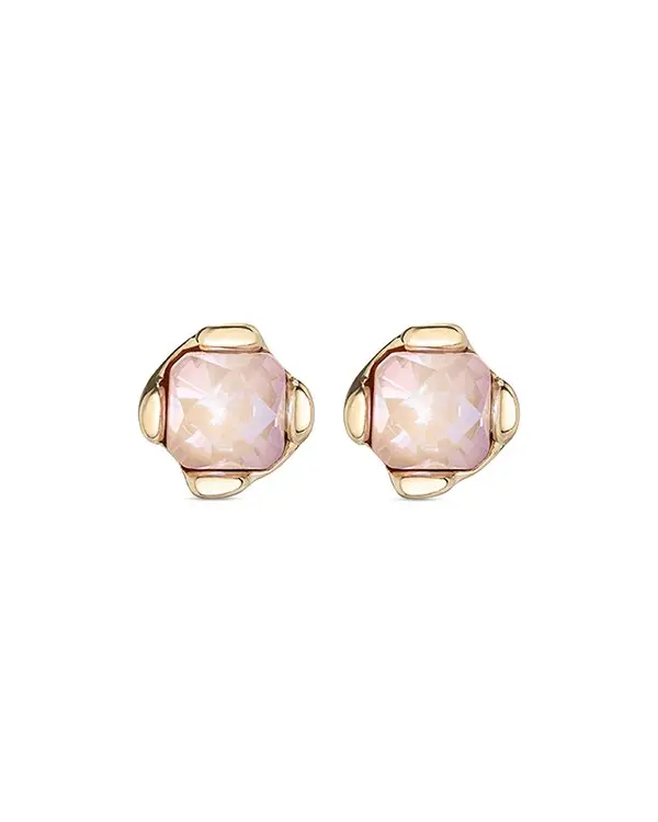 UNODE50 18k -plated Metal Alloy Earrings With Small Faceted Crystal