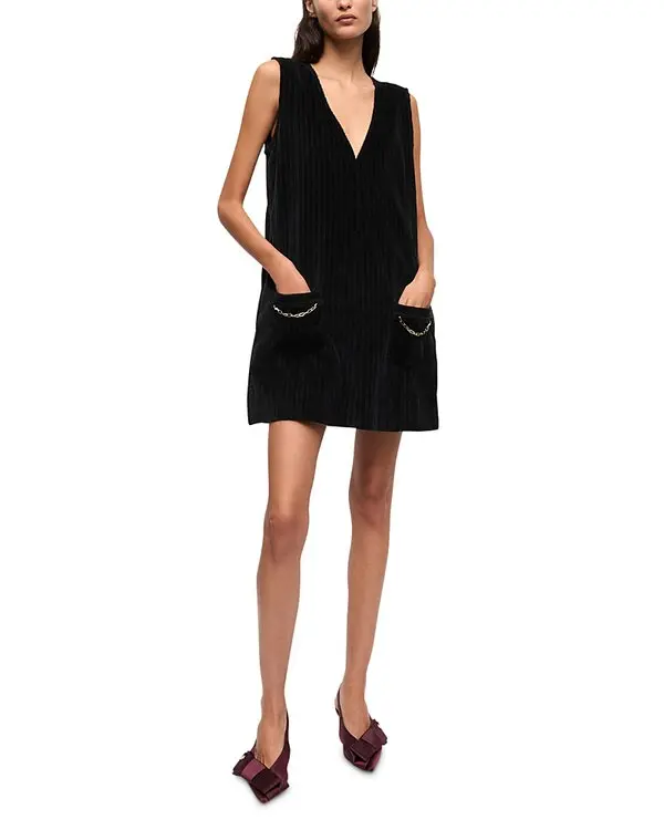 GANNI Stretch Corduroy Mini Dress - Black