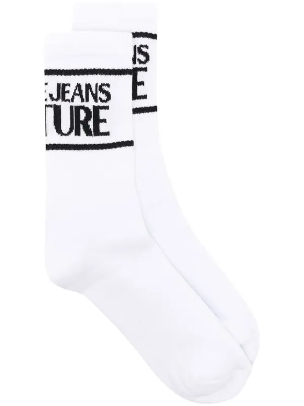 Versace Logo Socks - White