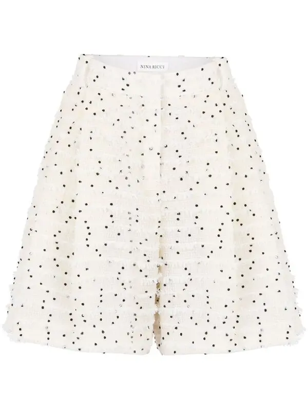 Nina Ricci Pleated Tweed Shorts
