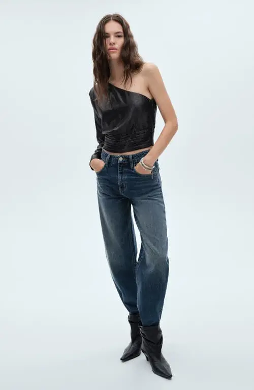Mango Sequin One-shoulder Top