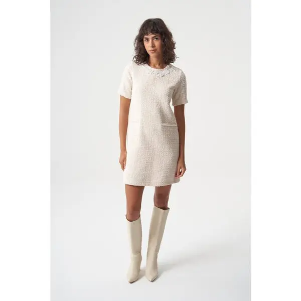 MIZALLE Tvit Stone Dress - Ecru