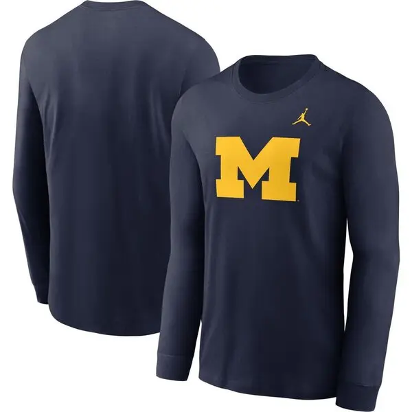 JORDAN BRAND Michigan Wolverines Primary Logo Long Sleeve T-shirt - Navy