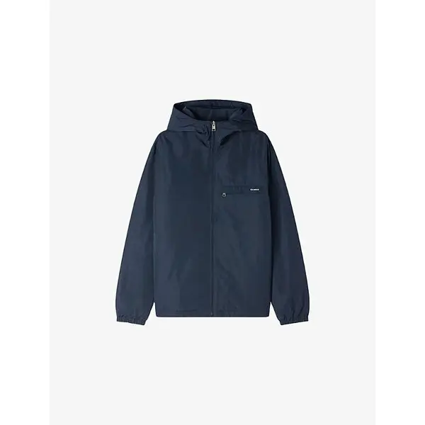 Sandro Logo-print Hooded Nylon Windbreaker Jacket - Navy Blue