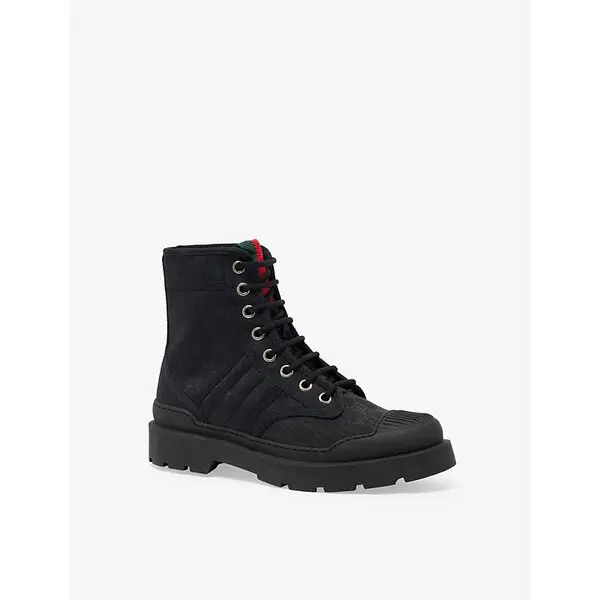 Gucci Web Monogram Canvas Boots