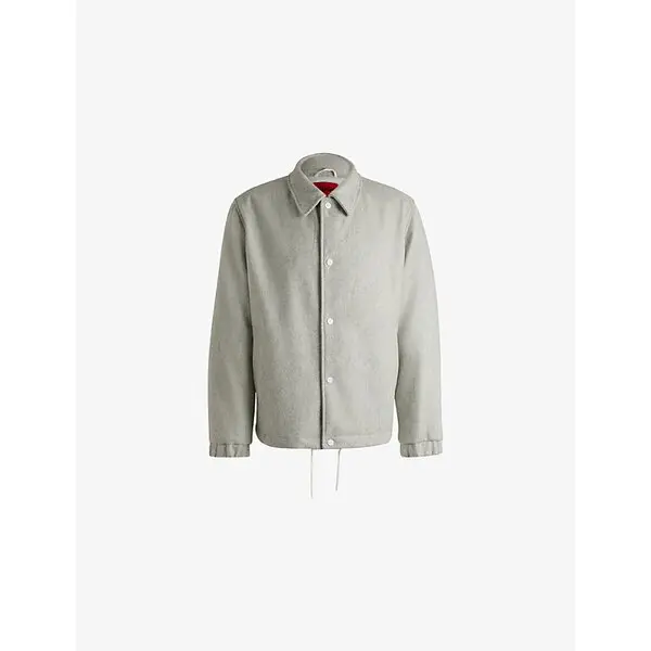 Hugo Branded Stand-collar Wool-blend Jacket