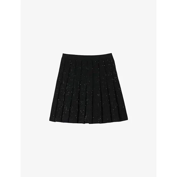 Sandro Pleated Tweed Mini Skirt