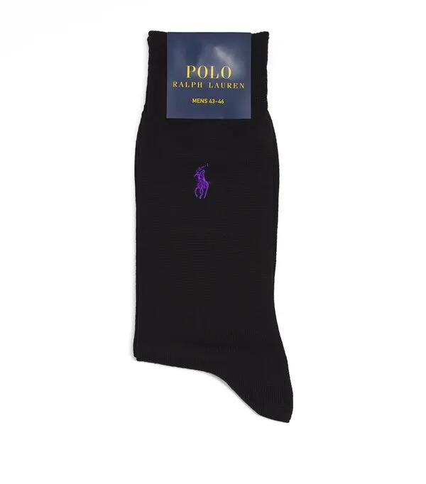Polo Ralph Lauren Pony Flat-knit Trouser Socks - Black