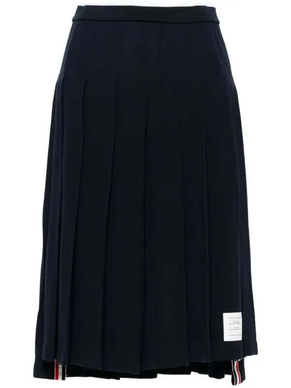 Thom Browne Pleated Chevron-knit Midi Skirt