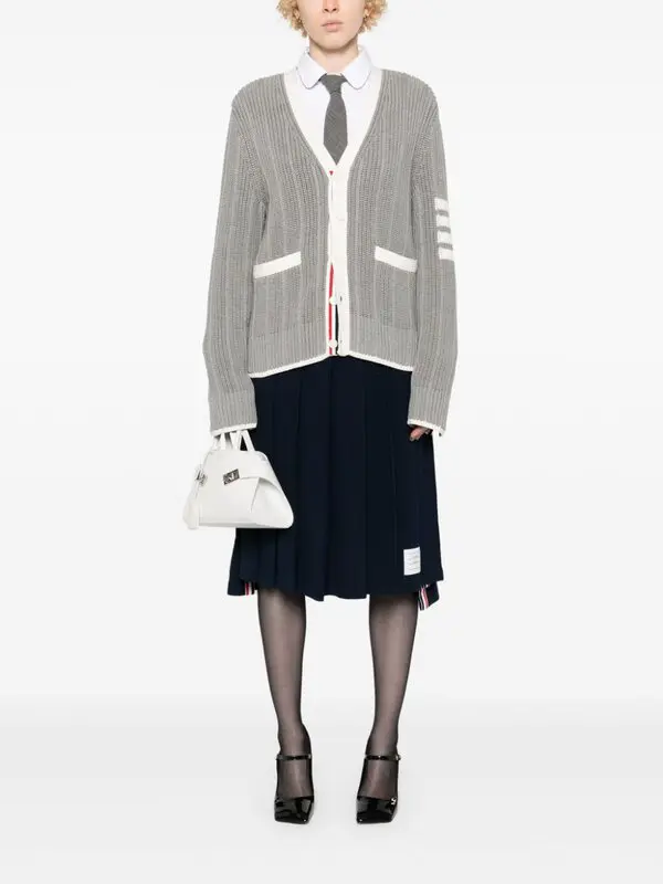Thom Browne Pleated Chevron-knit Midi Skirt