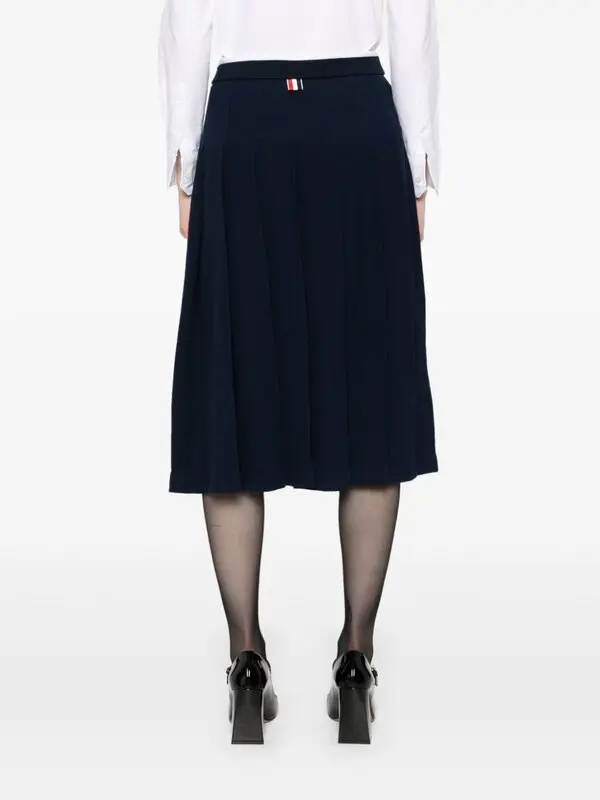 Thom Browne Pleated Chevron-knit Midi Skirt
