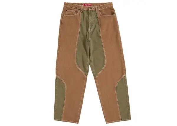 Supreme 2 Tone Paneled Baggy Jean - Brown