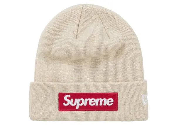 Supreme New Era Box Logo Beanie - Stone