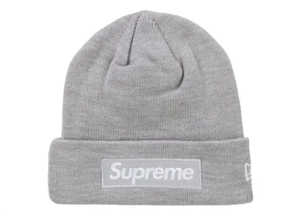 Supreme New Era Box Logo Beanie - Heather Grey