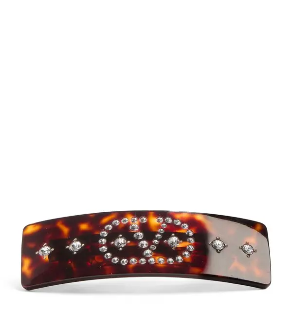 Valentino Garavani Crystal-embellished Vlogo Hair Clip - Brown