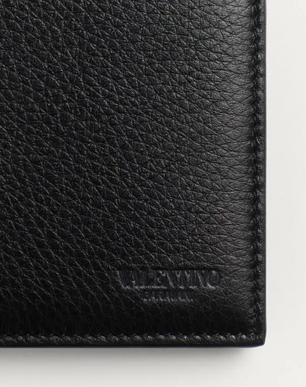 Valentino Garavani Rockstud Wallet In Grainy Calfskin