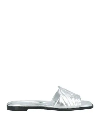 Alexander McQueen Leather Flat Sandals - Silver