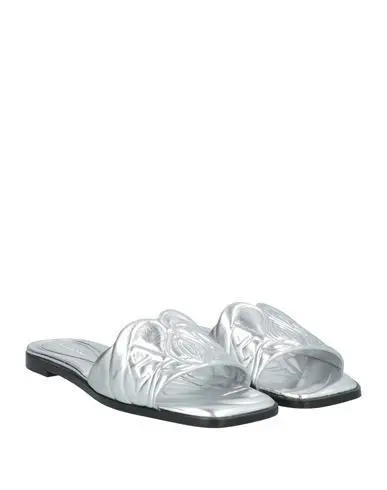 Alexander McQueen Leather Flat Sandals - Silver