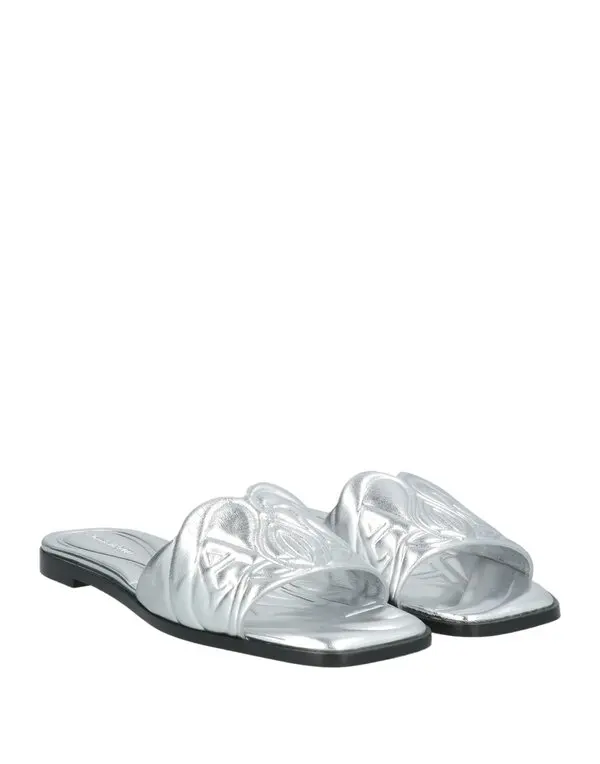 Alexander McQueen Leather Flat Sandals - Silver