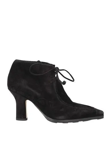 Burberry Suede Lace-up Ankle Boots With Geometric Heel - Black