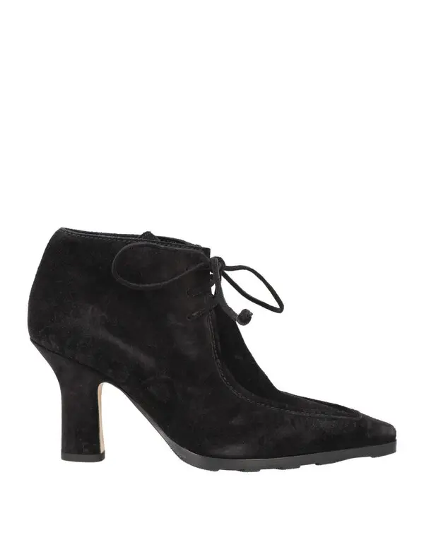 Burberry Suede Lace-up Ankle Boots With Geometric Heel - Black