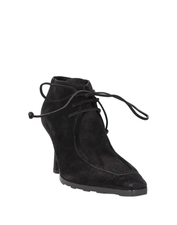 Burberry Suede Lace-up Ankle Boots With Geometric Heel - Black