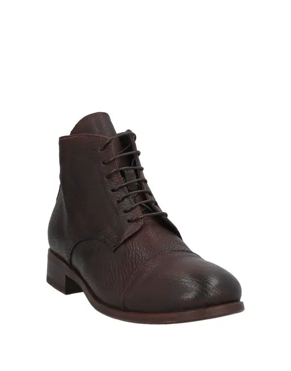 Preventi Leather Boots PREVENTI BROWN ITALIAN LEATHER LACE-UP CAP TOE ANKLE BOOTS  main image 3