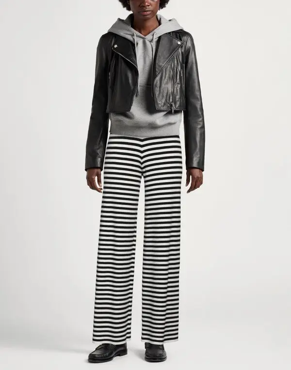 VICOLO Striped Straight-leg Trousers - White