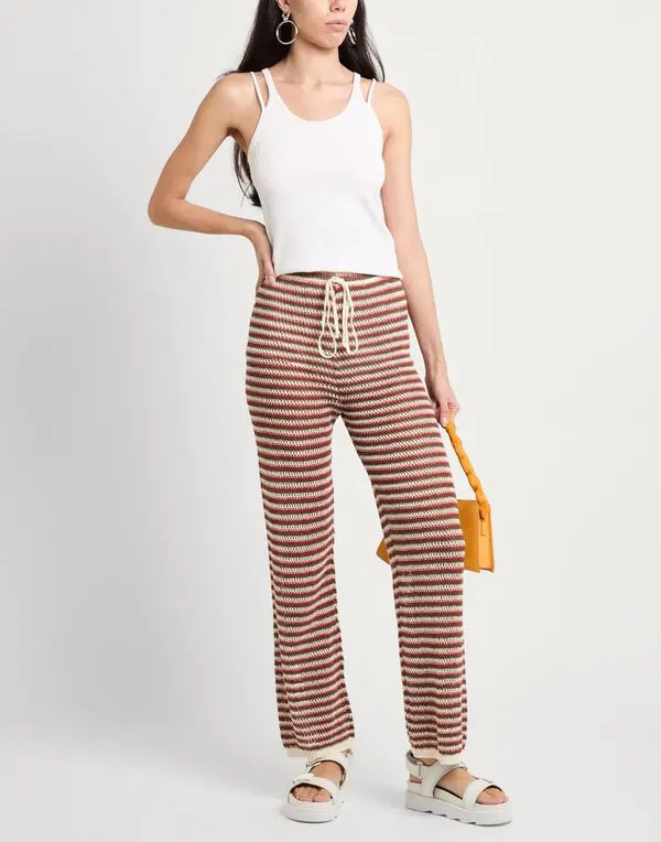 VICOLO Striped Knitted Pants - Green