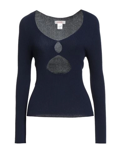 KONTATTO Ribbed-knit Cutout Scoop Neck Sweater - Blue